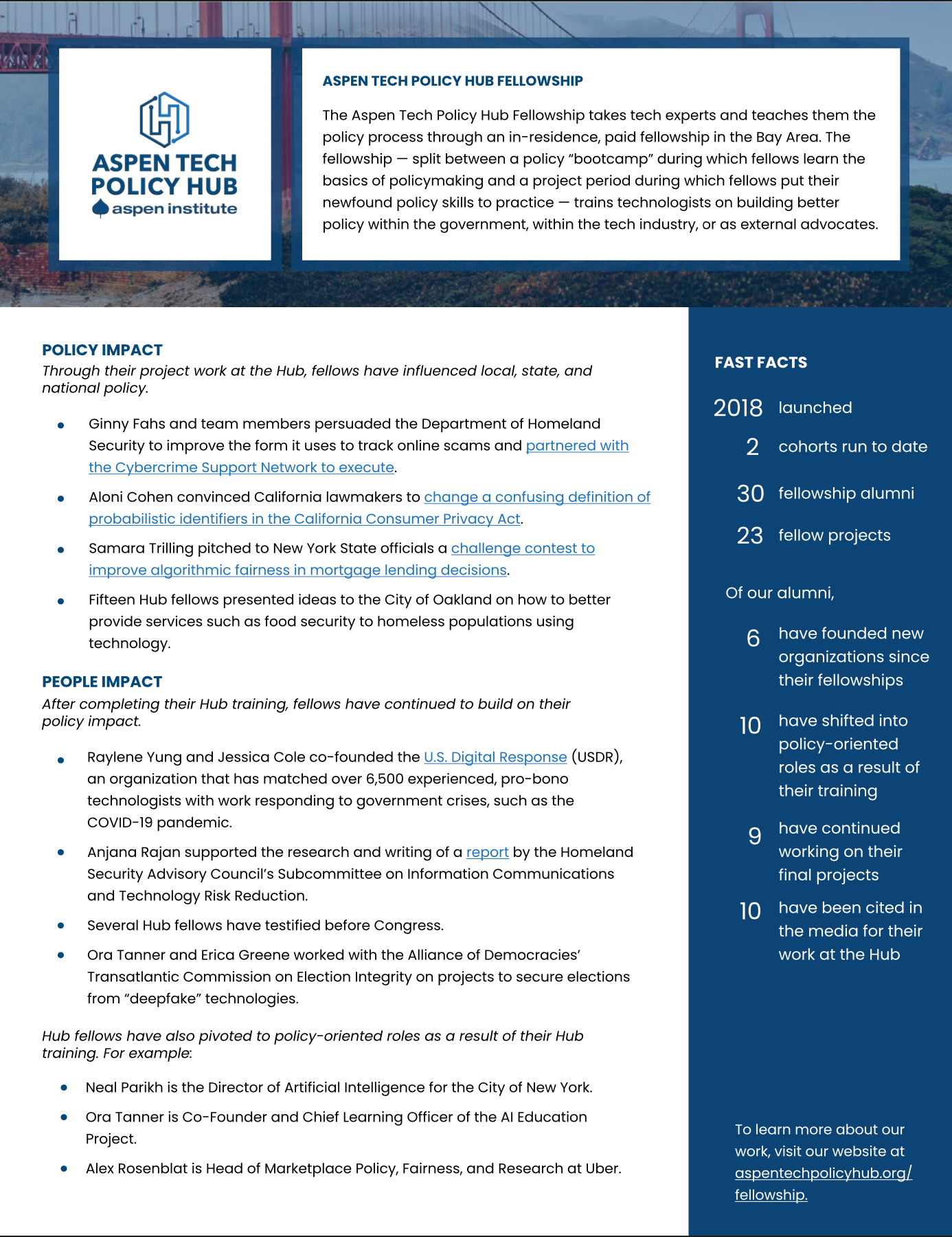 Releasing Our Impact One-Pagers - Aspen Tech Policy Hub
