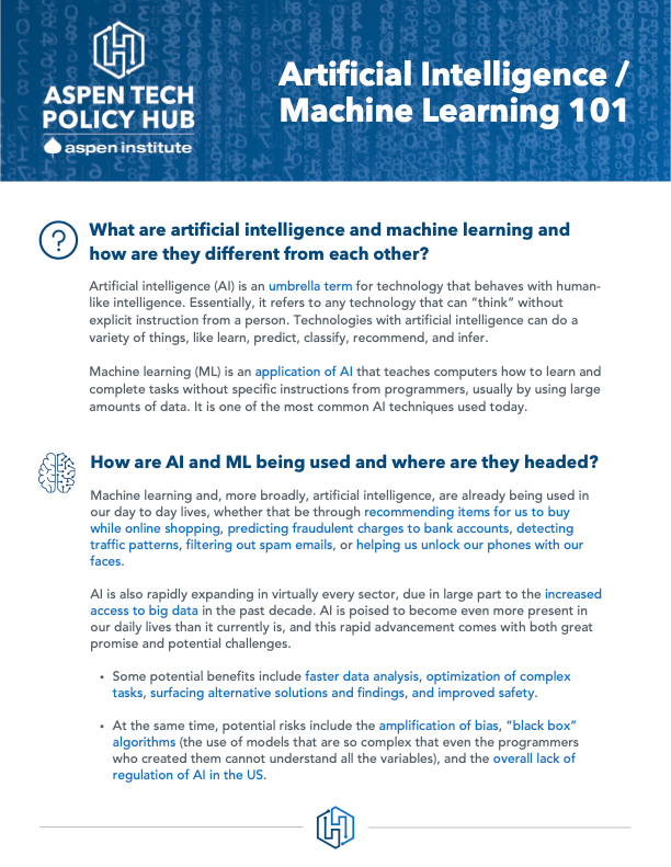 Launching Our Policy 101s: Artificial Intelligence - Aspen Tech Policy Hub