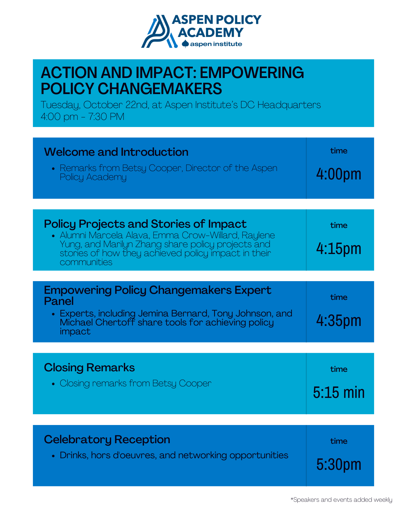 Action and Impact: Mastering Policy Change Techniques Agenda - Aspen ...