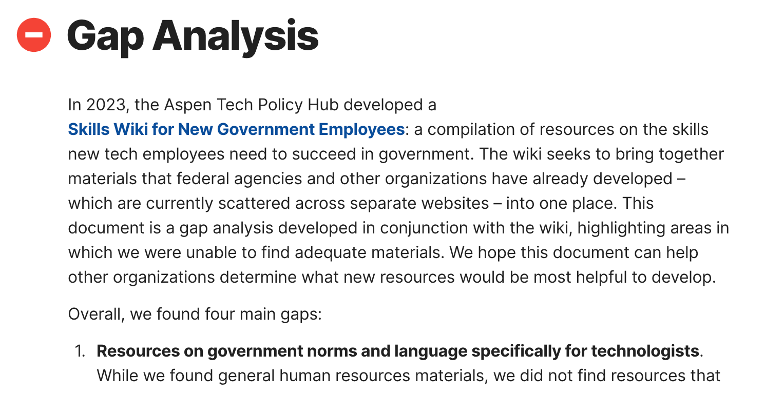 Skills Wiki for Government Hires and Gap Analysis - Aspen Tech Policy Hub